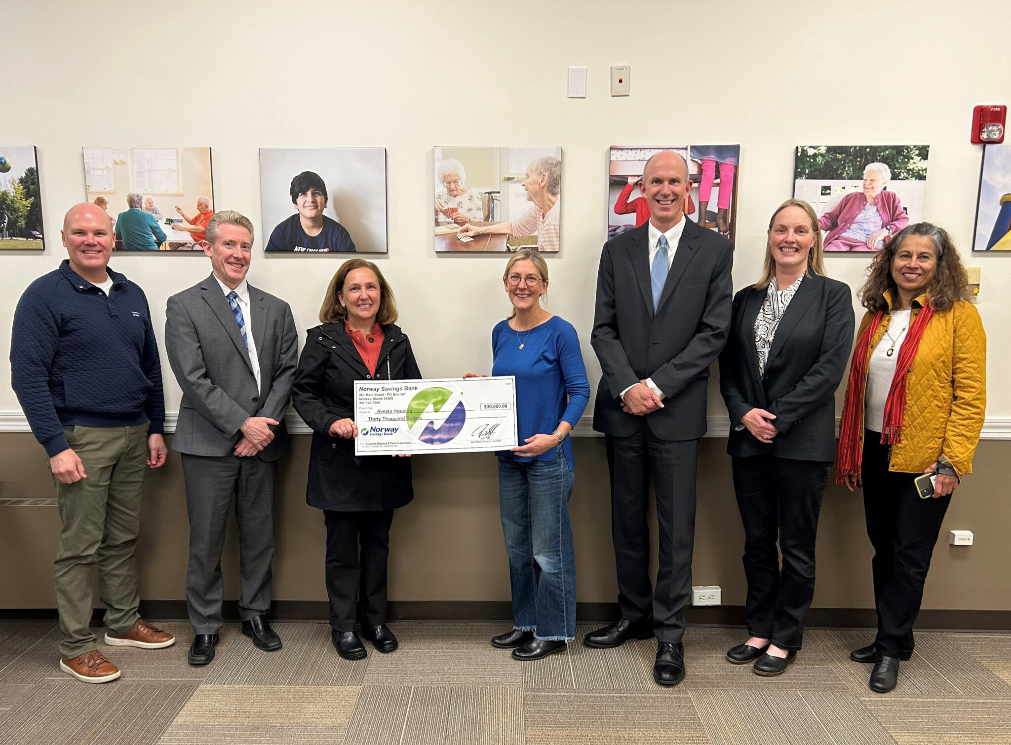 NSB Delivers $30,000 Check to Avesta Housing - Norway Savings Bank